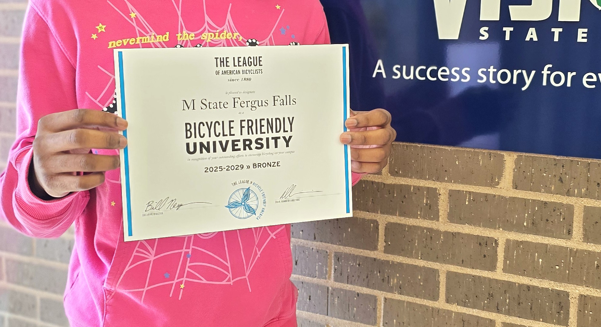Fergus Falls campus earns Bicycle Friendly designation | M State